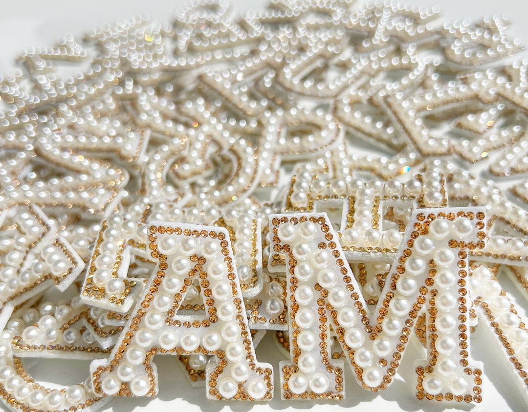 Rose Gold Pearl Letters, Rhinestone Pearl Patch, Pearl Patch Letters ...