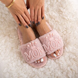 Fluffy Mom Slippers, Mothers Day Gift, Gift for Mother, Super Mom ...