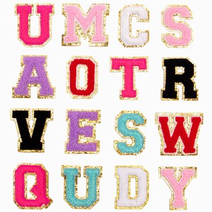 Gold Outline Fluffy Letters, Small Fluffy Letter Patches, Glue on ...