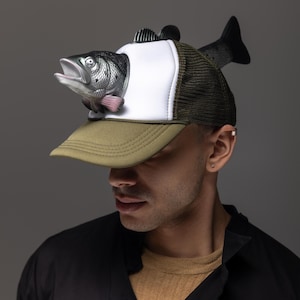 Custom Fish Caps, Men's Fish Trucker Hat, Men's Trucker Hat Shark, Men ...