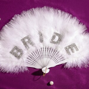 Feather Bride Fan , Custom Bride Wedding Gifts, Bachelorette Party ...