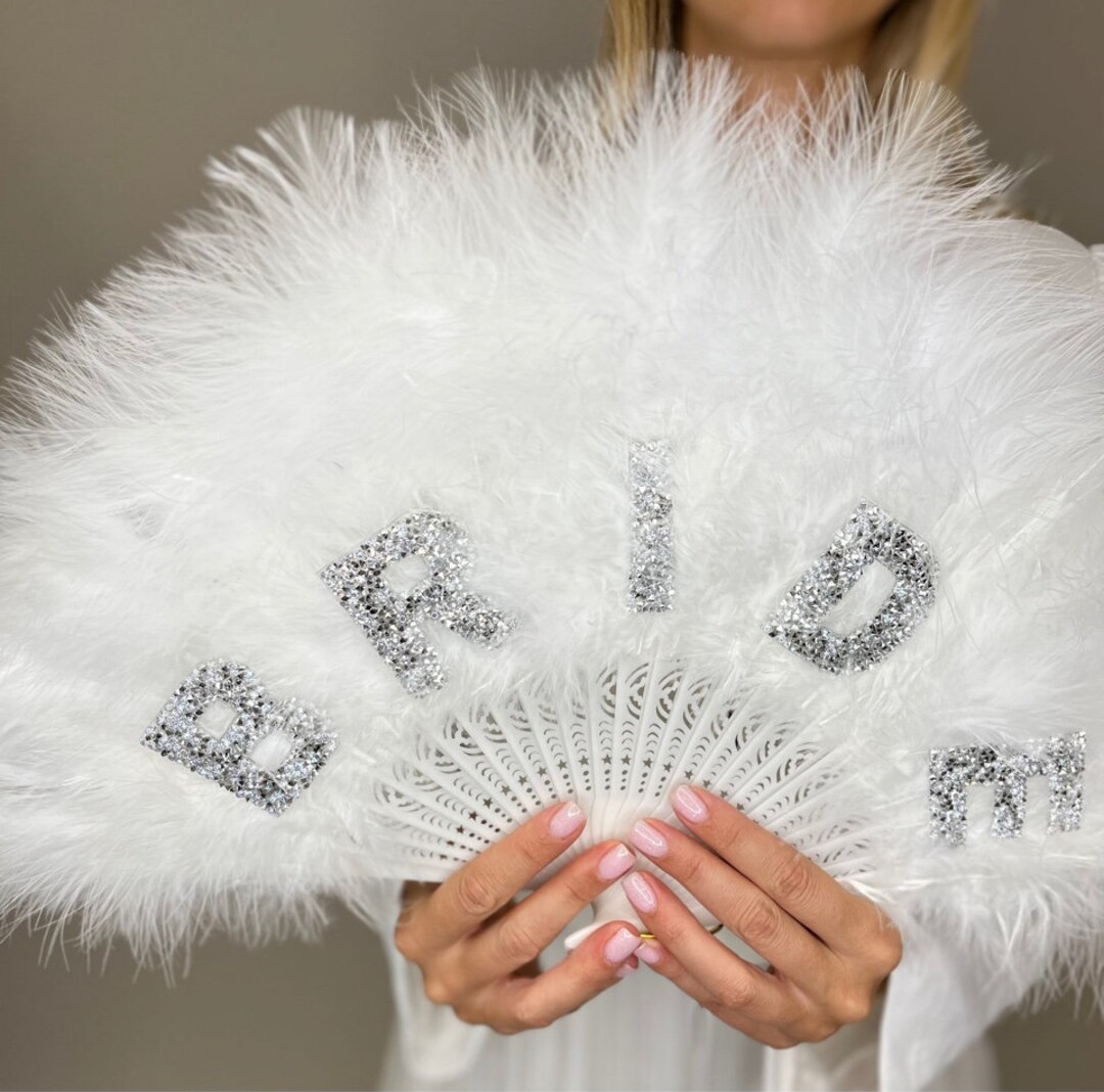 Feather Bride Fan Custom Bride Wedding Gifts Bachelorette - Etsy