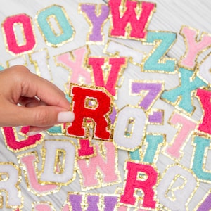 Gold Outline Fluffy Letters, Small Fluffy Letter Patches, Glue on ...