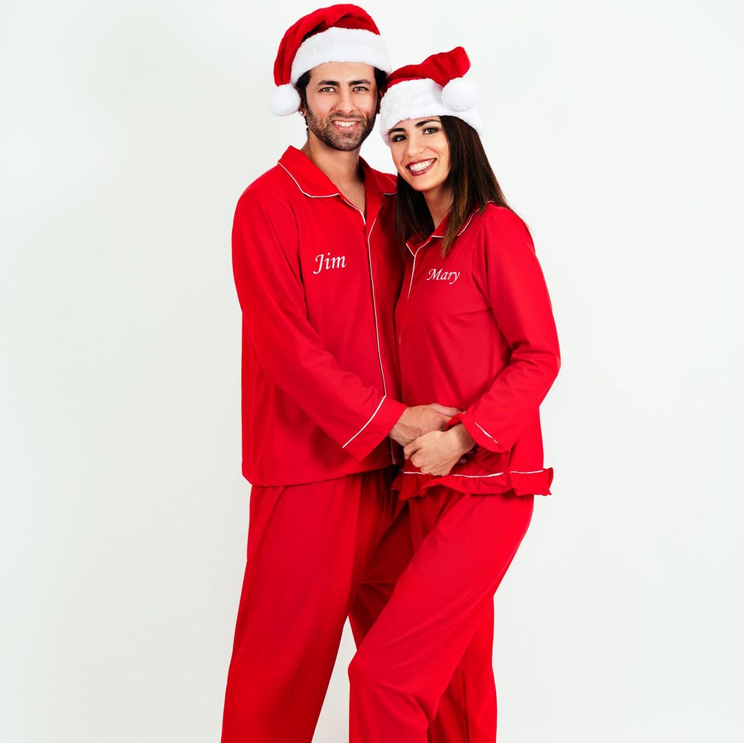 Matching Family Christmas Pajamas: Red Cotton Xmas Pyjamas - Ruffled - Etsy