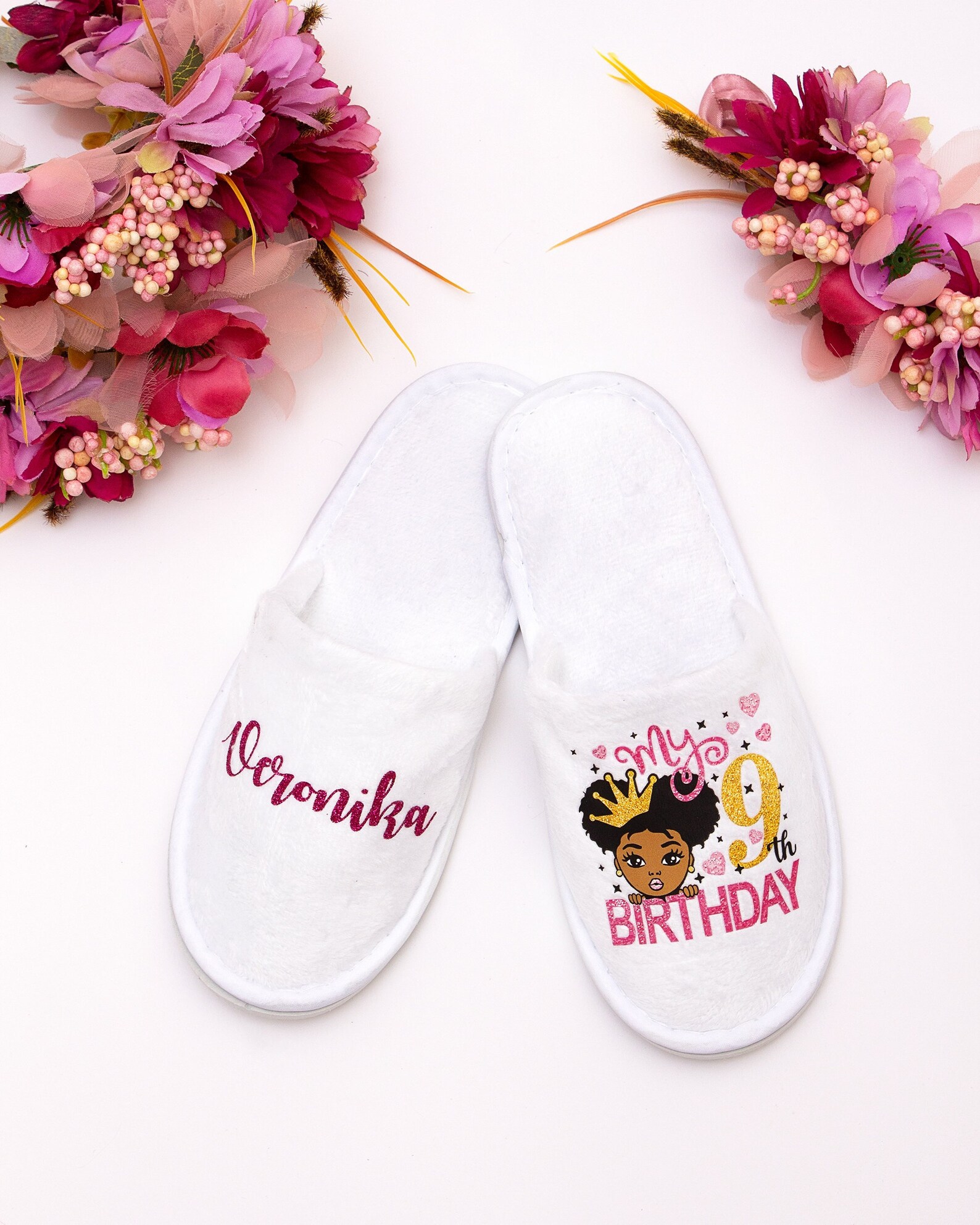 Birthday Princess Slippers Custom Kids Slippers Black - Etsy