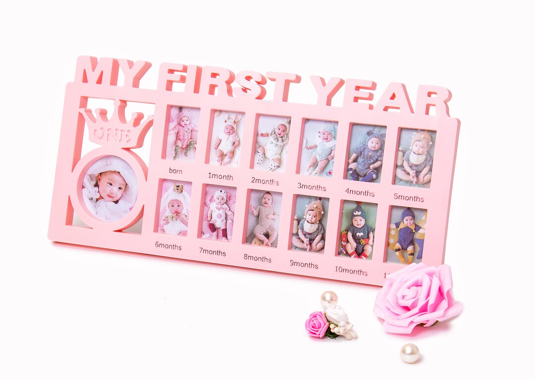 Personalized Baby Photo Frame: First Year Picture Collage, Newborn Gift ...