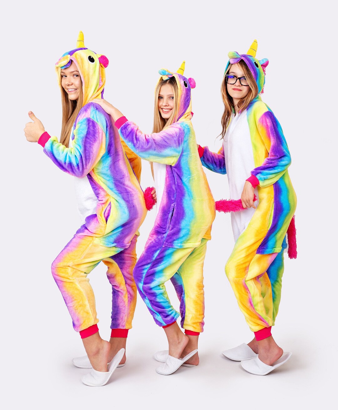 Rainbow Unicorn Onesie With Names, Customized Unicorn Pjs, Custom ...