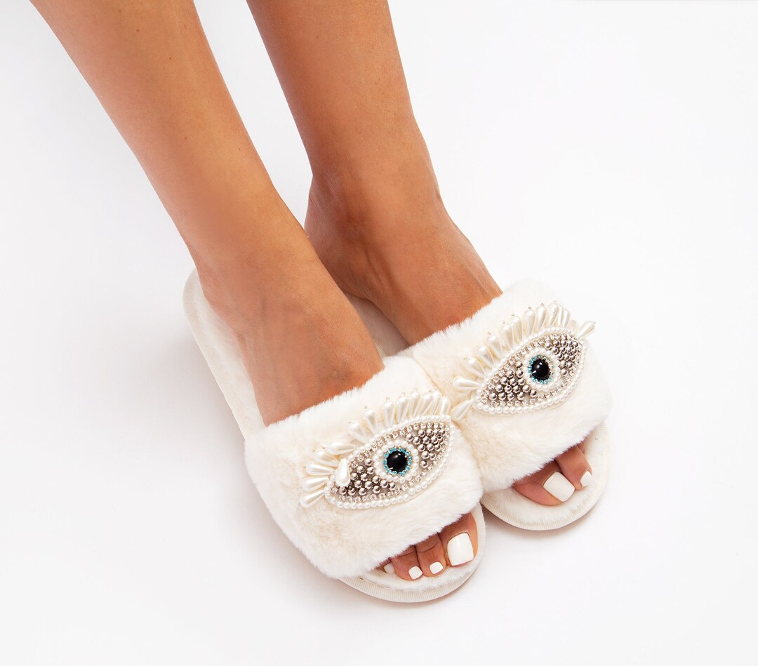 Handmade Evil Eye Slippers: Good Luck, Protective Gift - Etsy