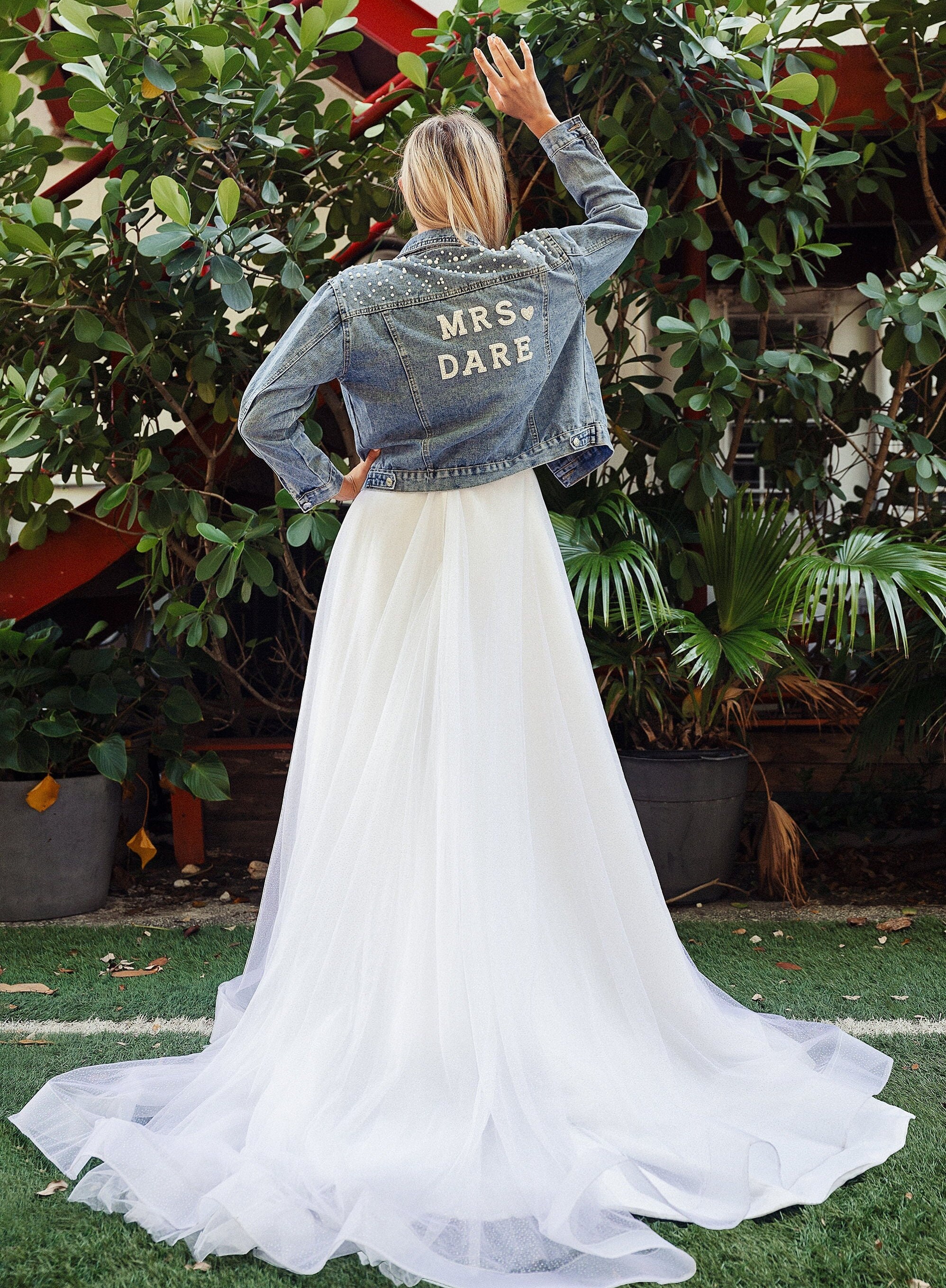 50% OFF Custom Bridal Denim Jacket Custom Pearl Denim Jacket - Etsy UK