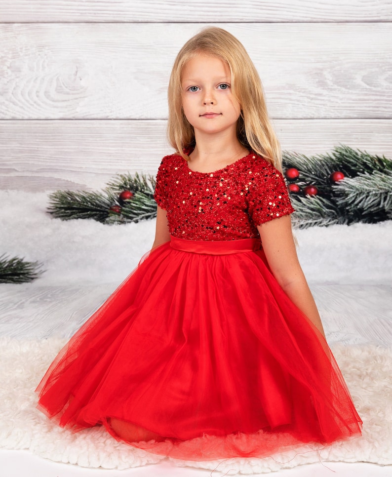 Red Sequin Tutu Dress: Customized Christmas Dress for Girls - Etsy