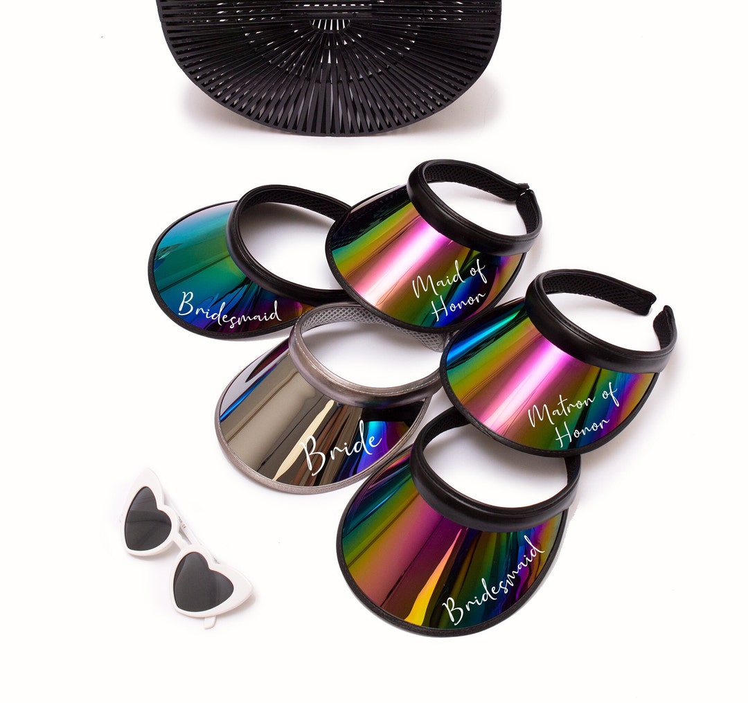 Retro Holographic Sun Visors for Bridal Party, Bachelorette Party, Bachelorette Party Visors ...
