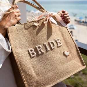 Custom Bride Bag Beach Bag With Pearls Bridesmaid Tote Bag Bachelorette ...