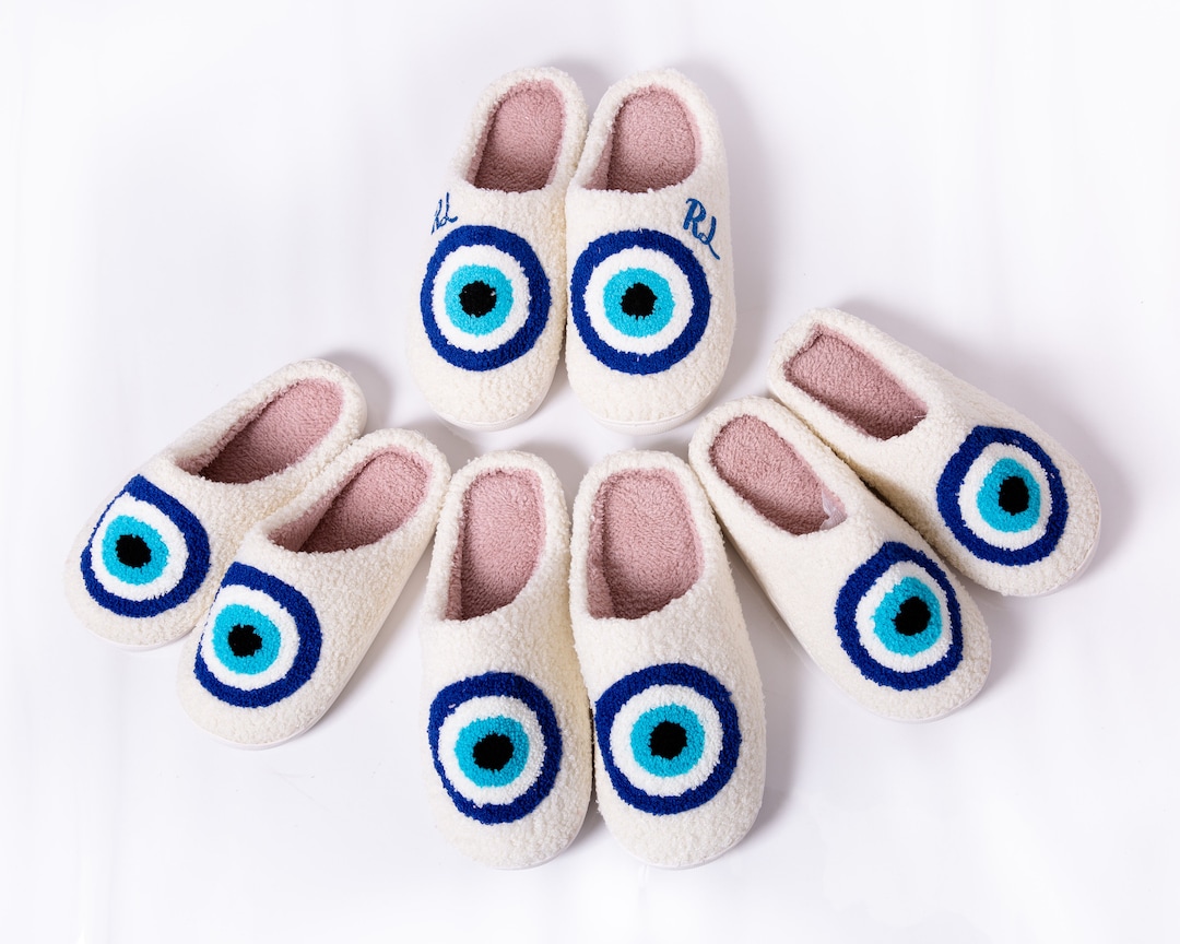 Custom Evil Eye Slippers: Good Luck Gift - Etsy