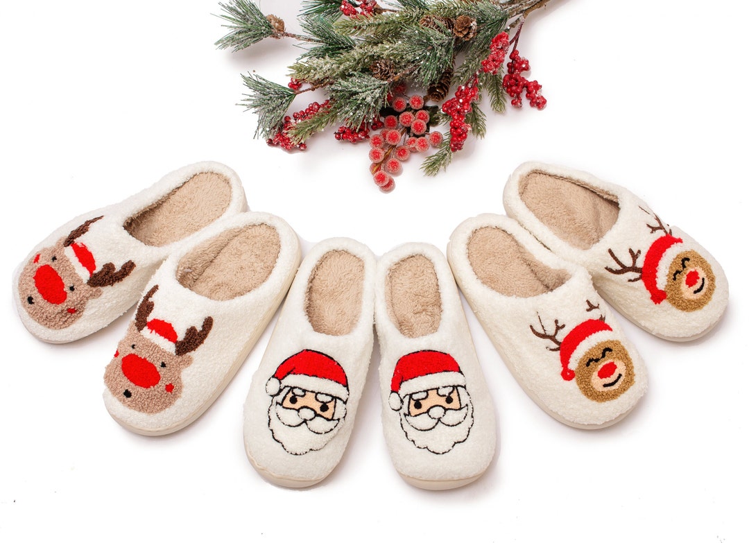Christmas Slippers Christmas T Winter Xmas Custom Slippers Deer Print Slippers Santa
