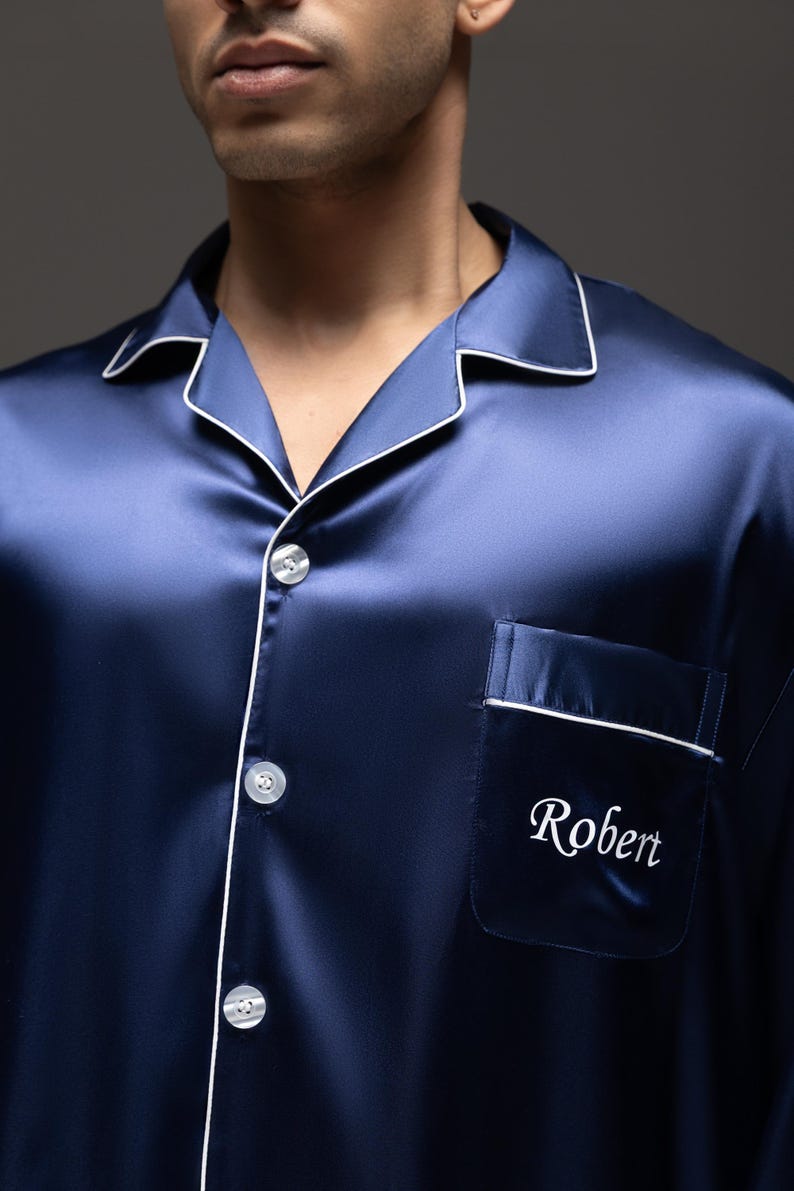 Personalized Satin Men's Pajamas: Custom Loungewear Sleepwear L+L - Etsy