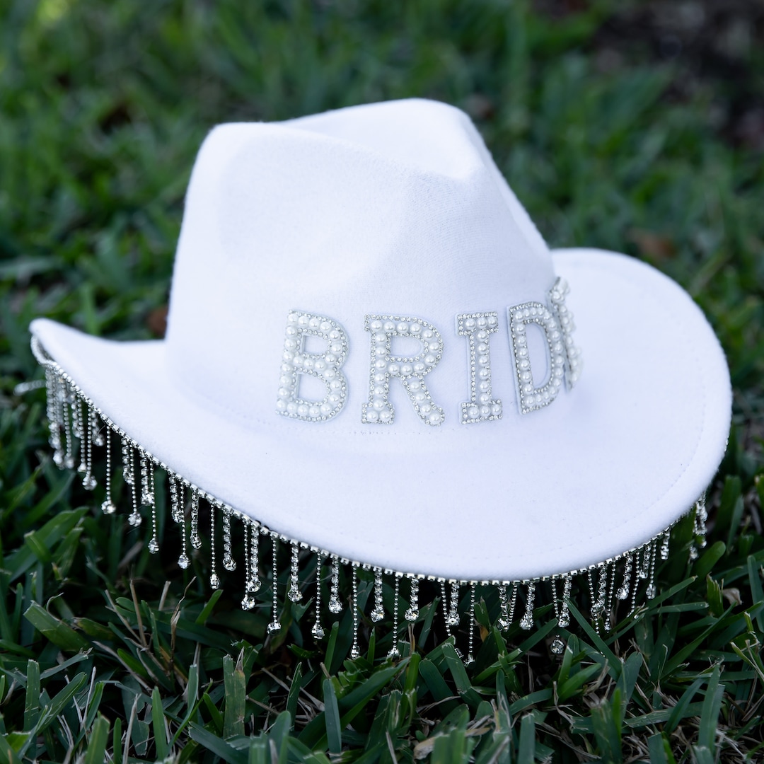 Custom Bride Cowboy Hat: Pearl Letter Bachelorette Party Favor - Etsy
