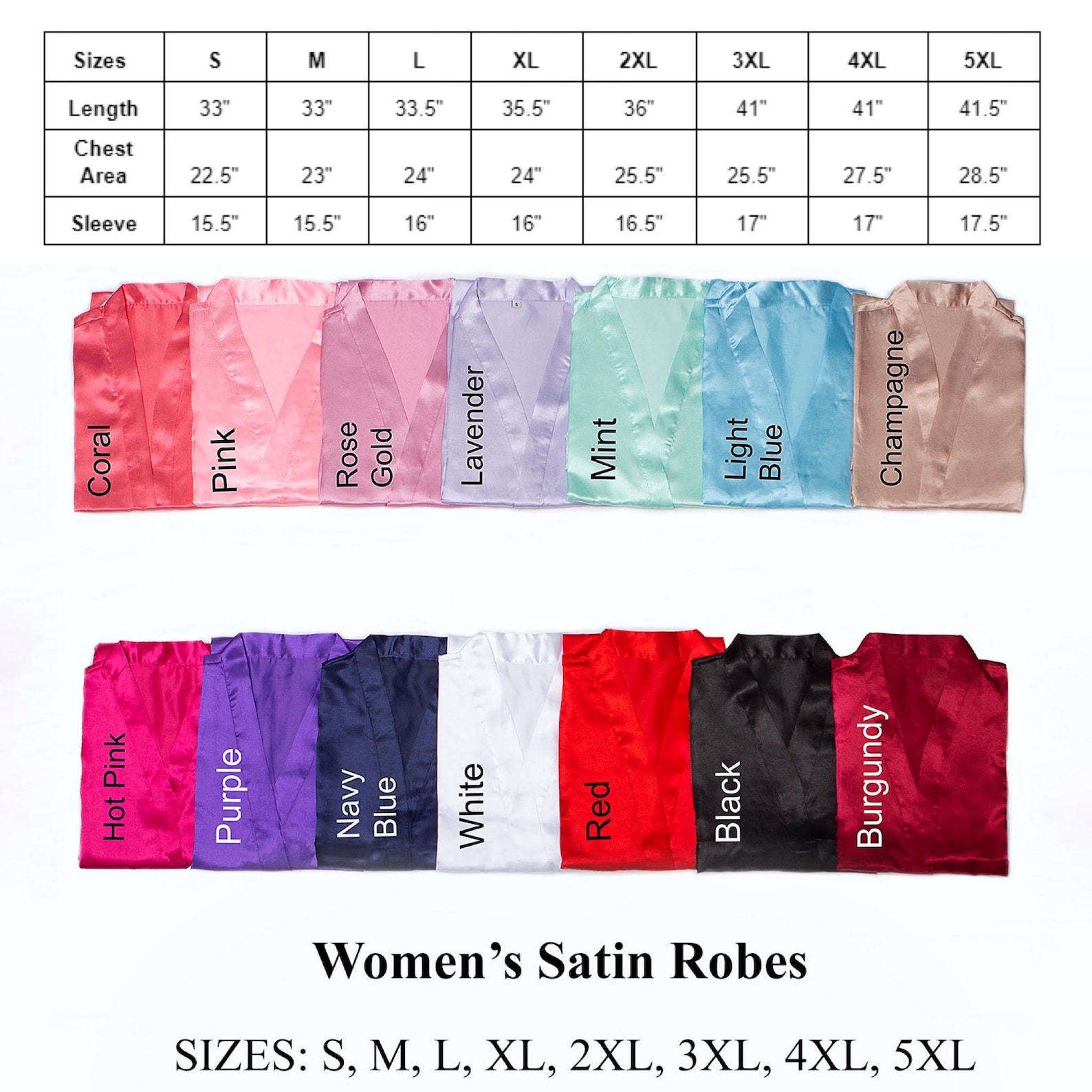 Set of 6 Satin Bridesmaid Robes Custom Robes Plus Size - Etsy