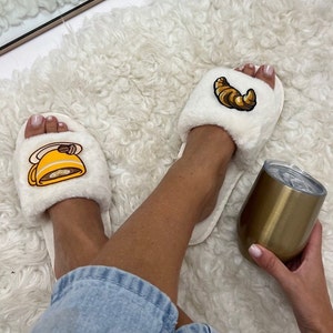 Coffee and Croissant Slippers: Morning Mood House Shoes - Etsy