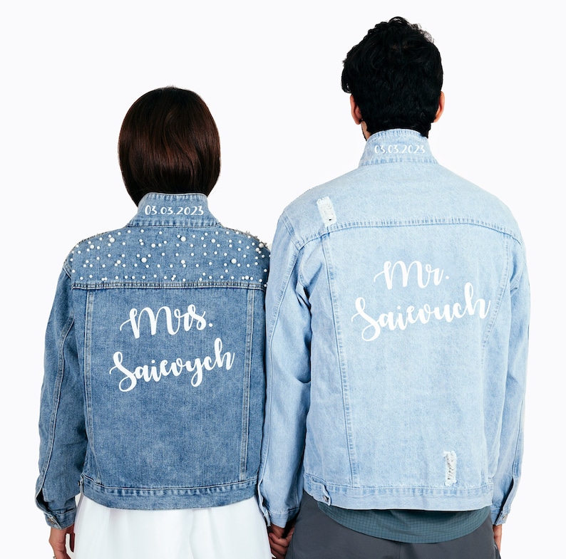 Mr and Mrs Denim Jacket, Custom Jean Jackets for Couple, Wedding Jacket ...