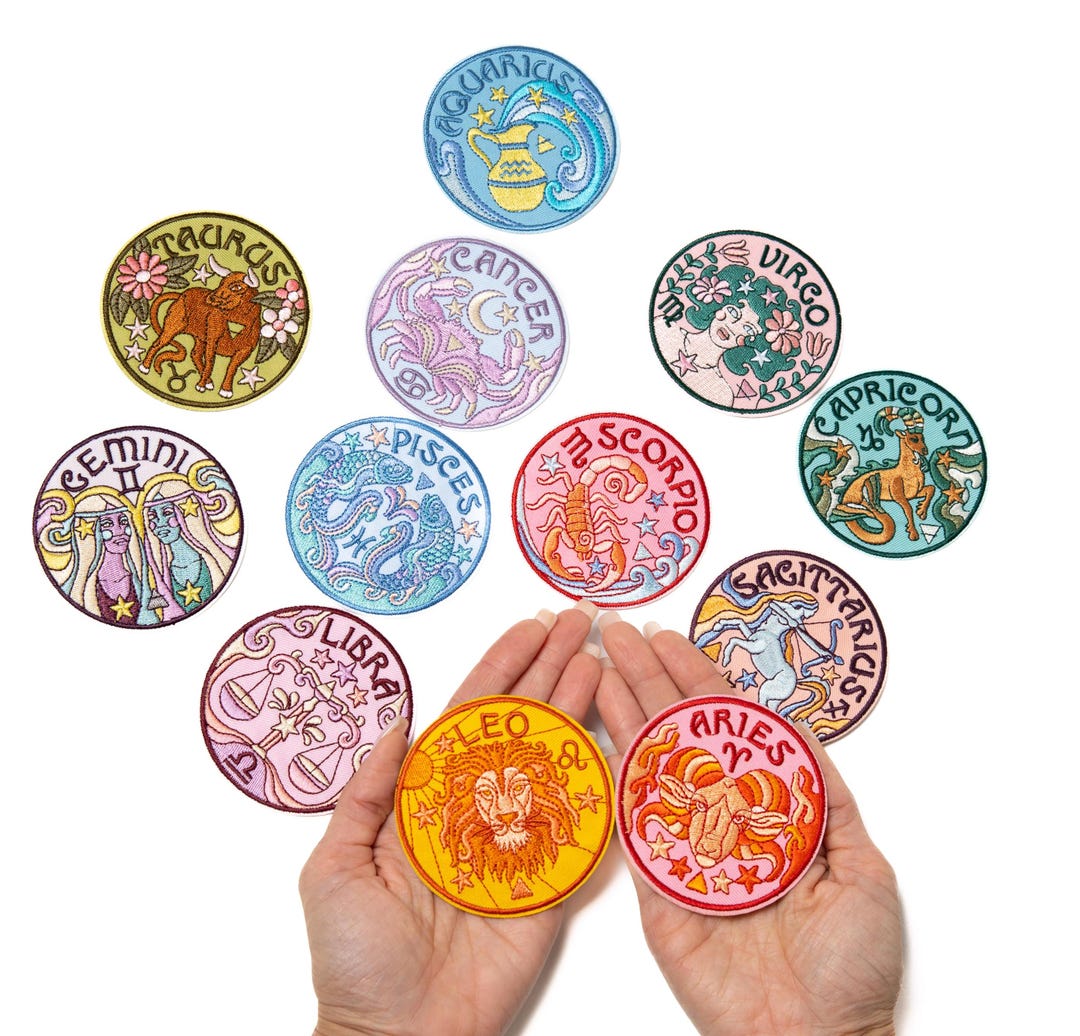 Astrology Inspired Zodiac Iron on Patch, Zodiac Iron on Patch, Boho ...