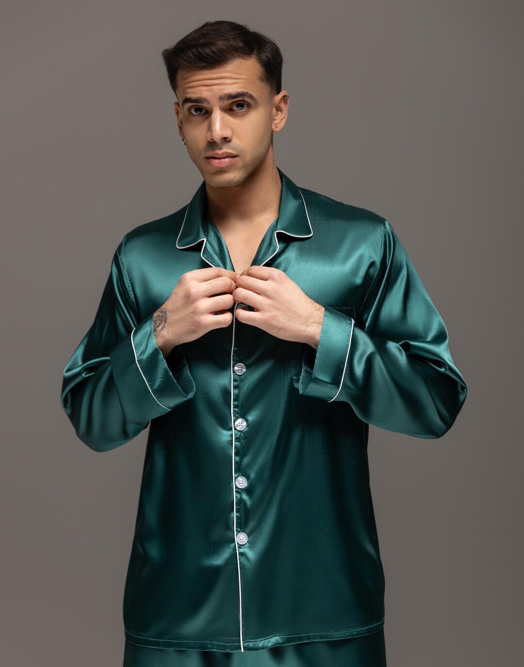 Custom Satin Men's Pajamas: Personalized Luxury Sleepwear L+L - Etsy