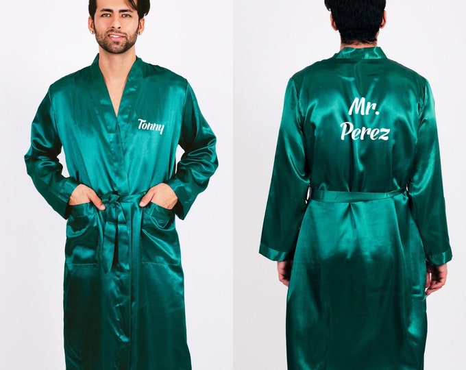 Mr Custom Satin Robe ,groom Robe, Wedding Men's Robe, Groomsmen Robes ...