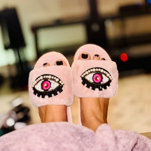 Handmade Evil Eye Slippers: Good Luck, Protective Gift - Etsy