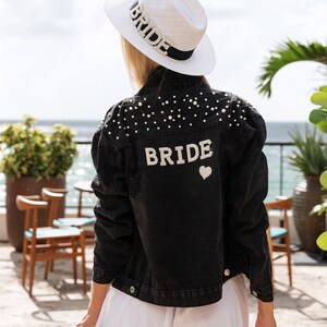 Bridal Denim Jacket With Pearls, Mrs Pearl Jean Jacket, Bridal Jean ...