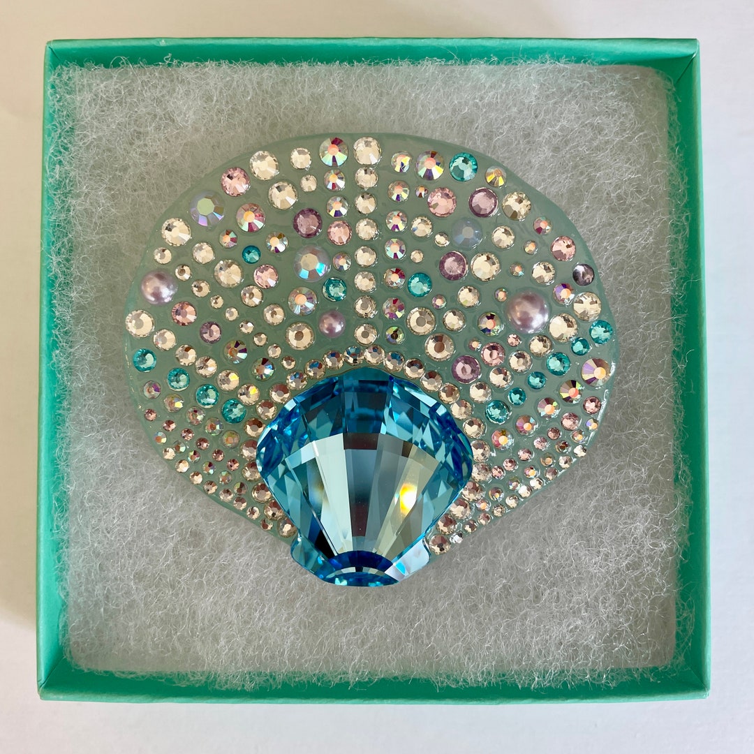 Ariel Seashell Brooch With Swarovski Crystal - Etsy