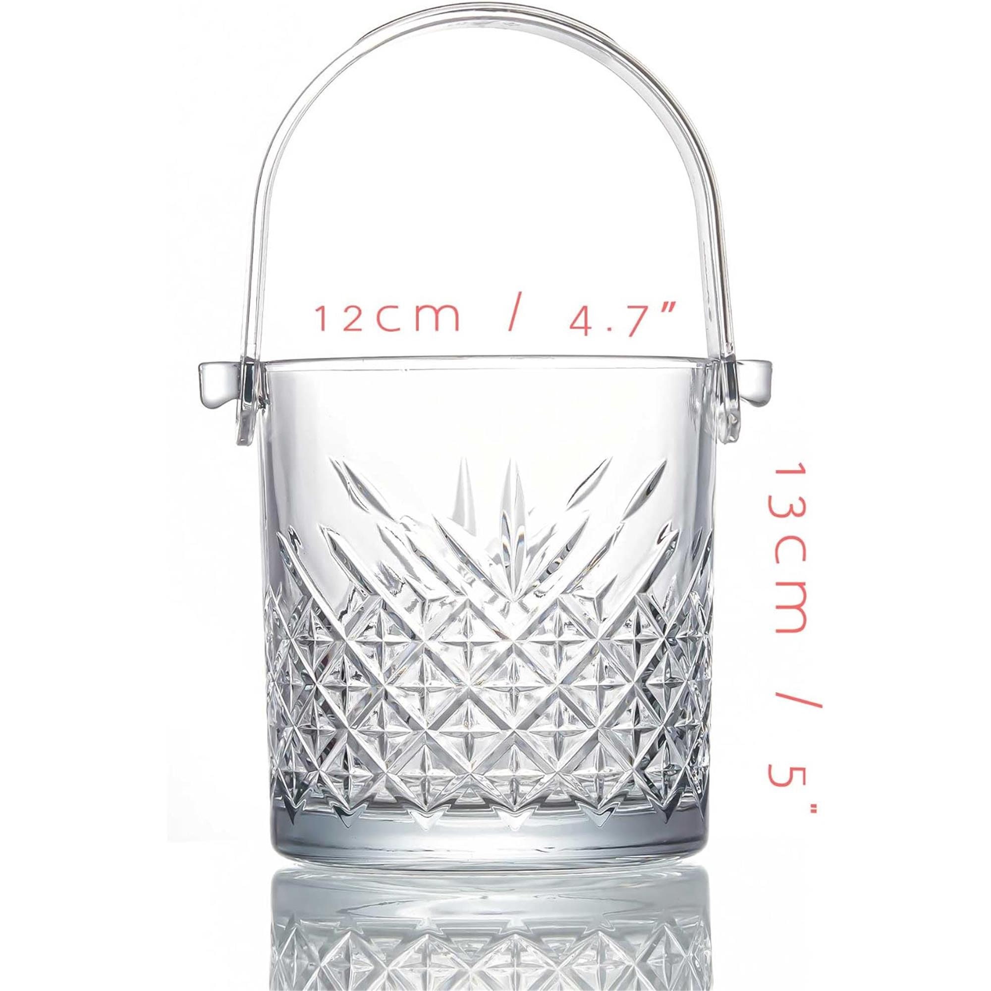 Glass Ice Bucket With Handle and Tongs Glass Bucket Set - Etsy