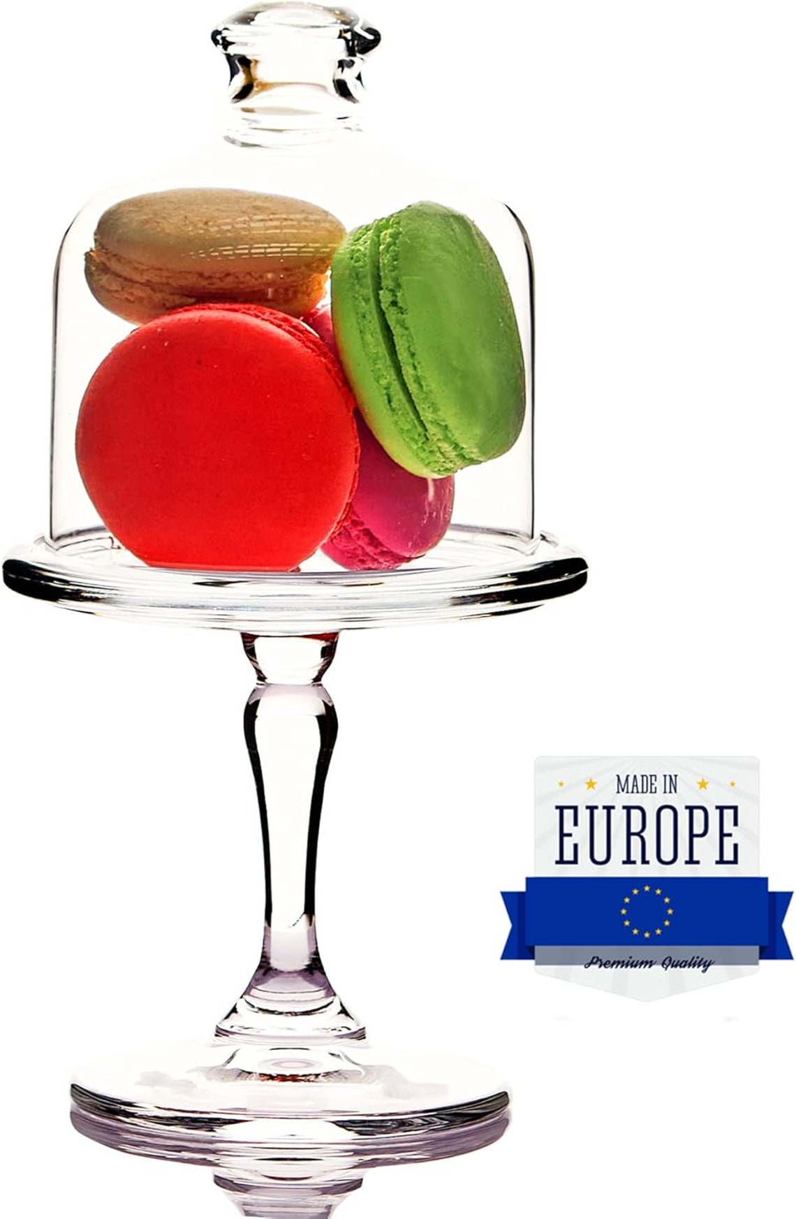 Elegant Glass Mini Cake Stand With Dome Cover, Big Dome Cloche, Small ...