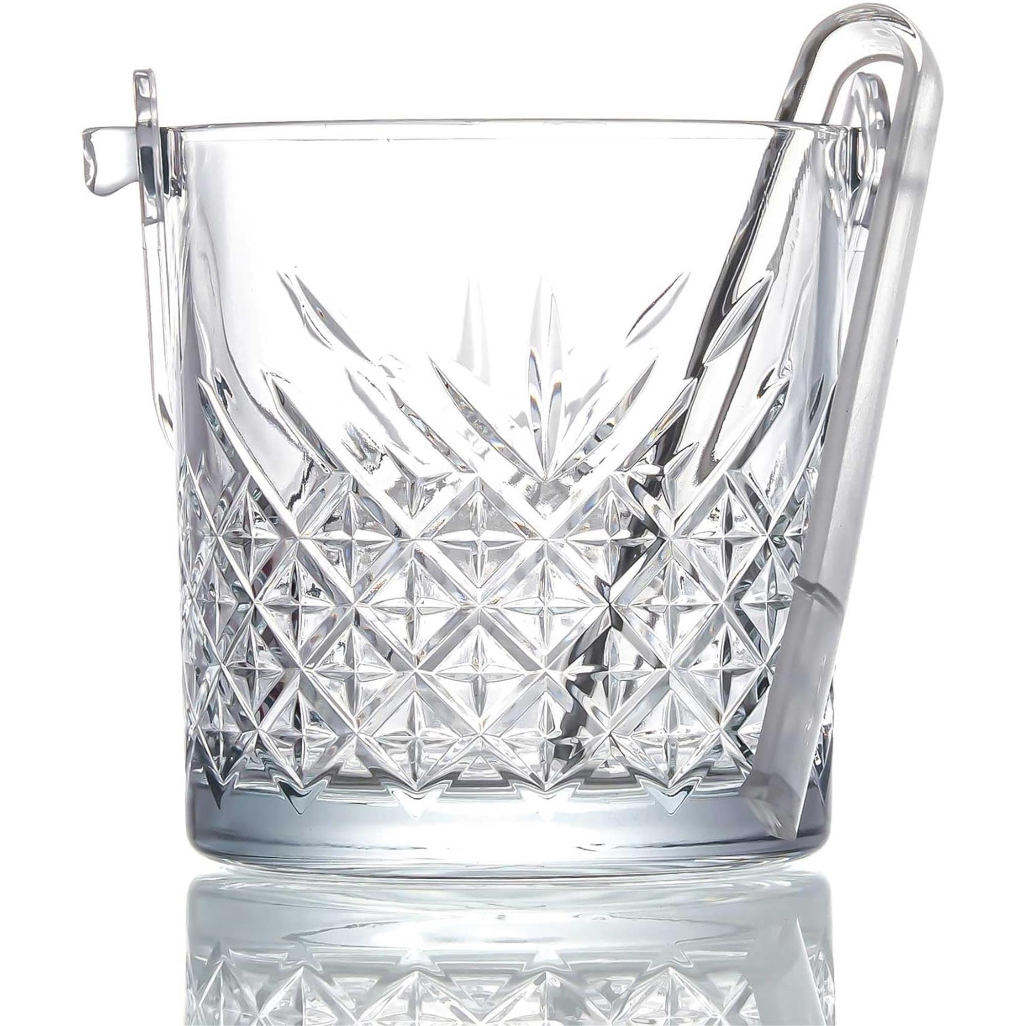 Glass Ice Bucket With Handle And Tongs Glass Bucket Set Buckets For Rakı Whisky Bbqs