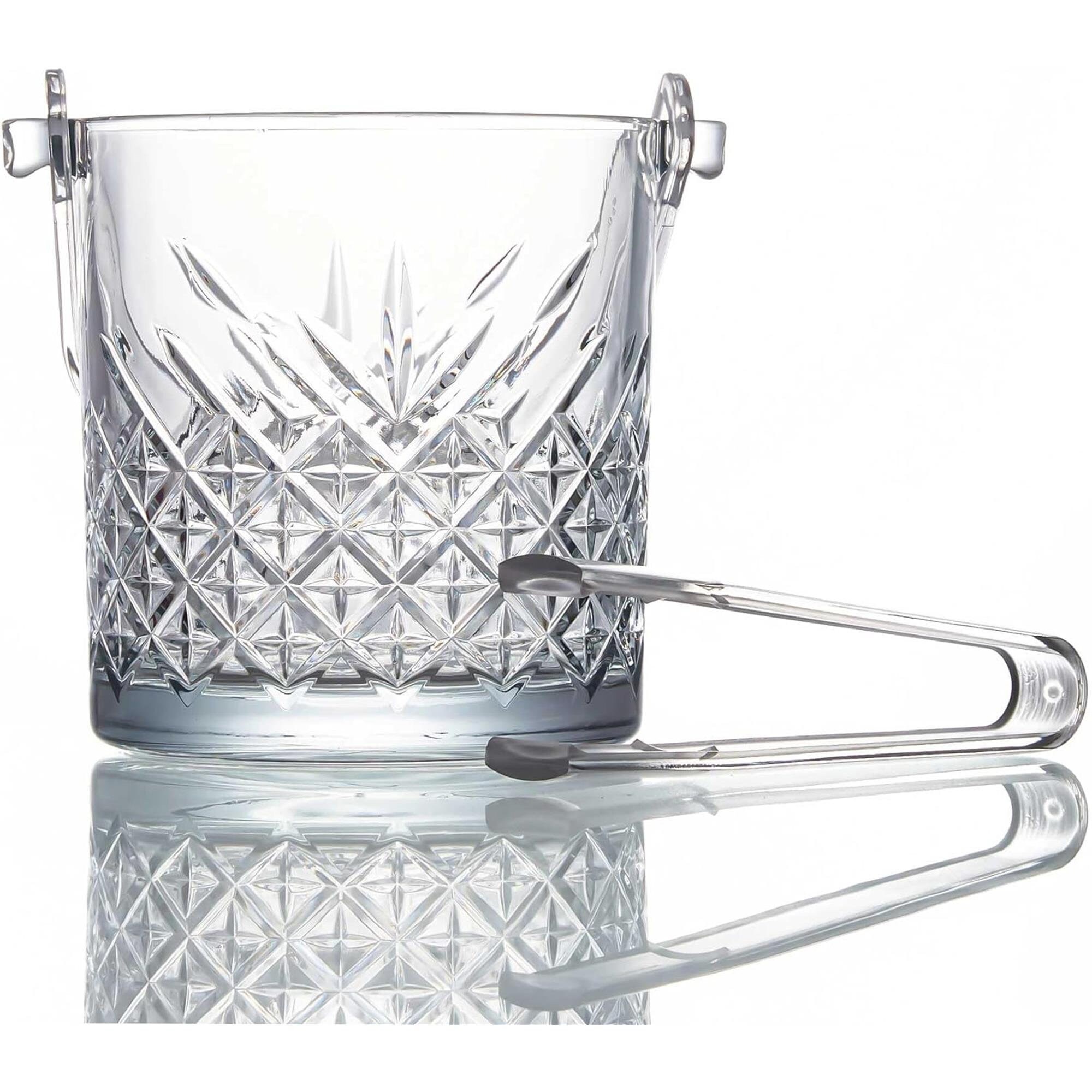 Glass Ice Bucket With Handle And Tongs Glass Bucket Set Buckets For Rakı Whisky Bbqs