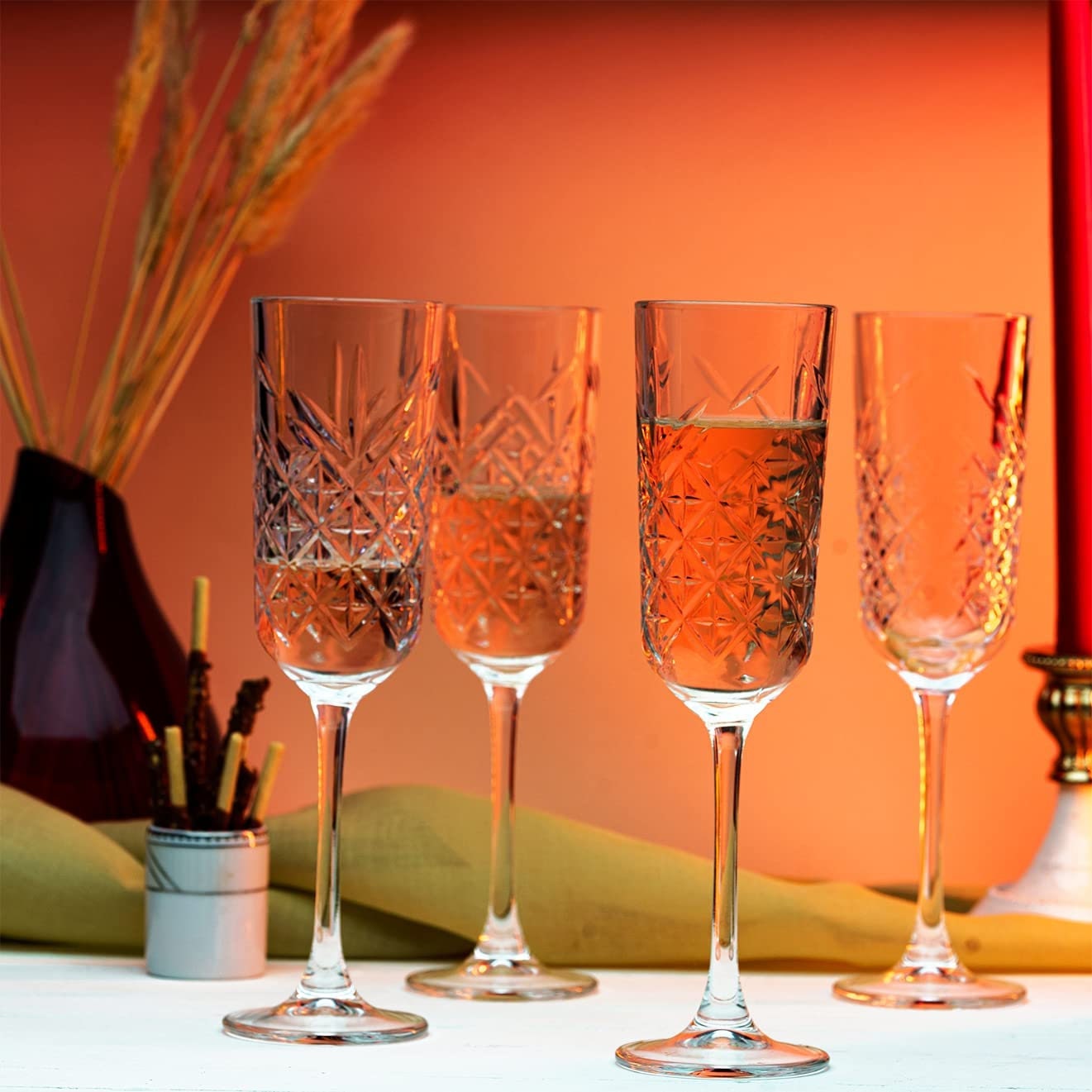 The Buybox Vintage Champagne Glasses Set Of 4 Mimosa Glasses Champagne Flutes Sparkling Wine