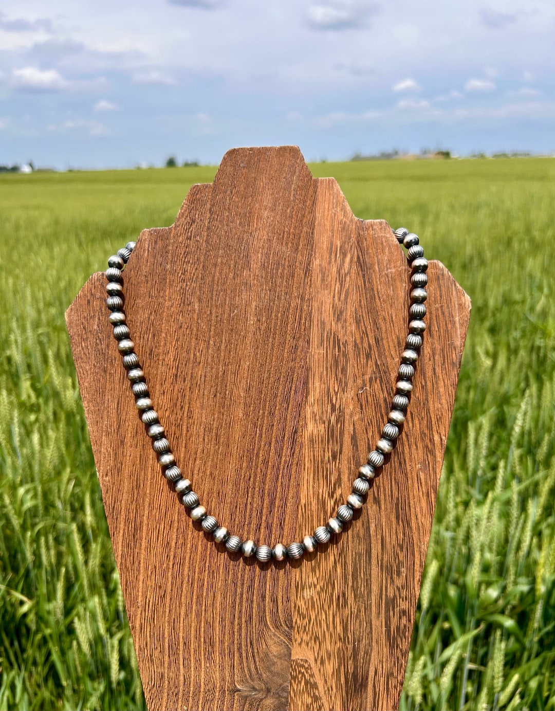 Navajo Style Pearl Bead Necklace Corrugated 8mm Navajo Style Pearls ...