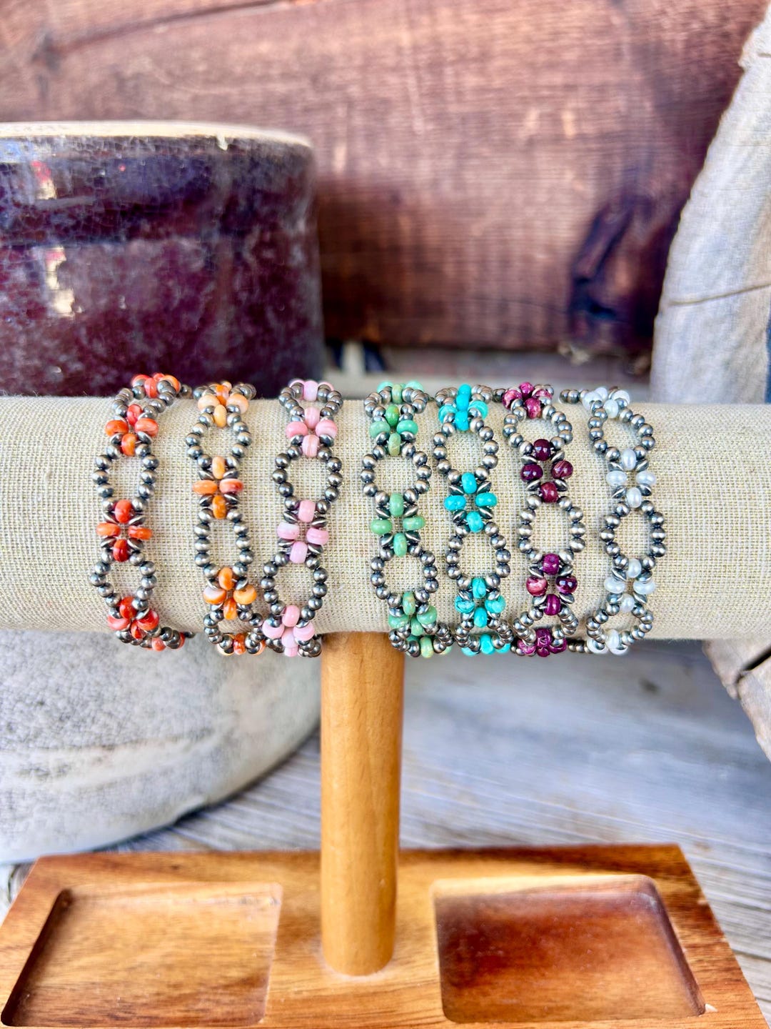 Woven Floral Sterling Silver Navajo Pearl Bracelet, With Genuine ...