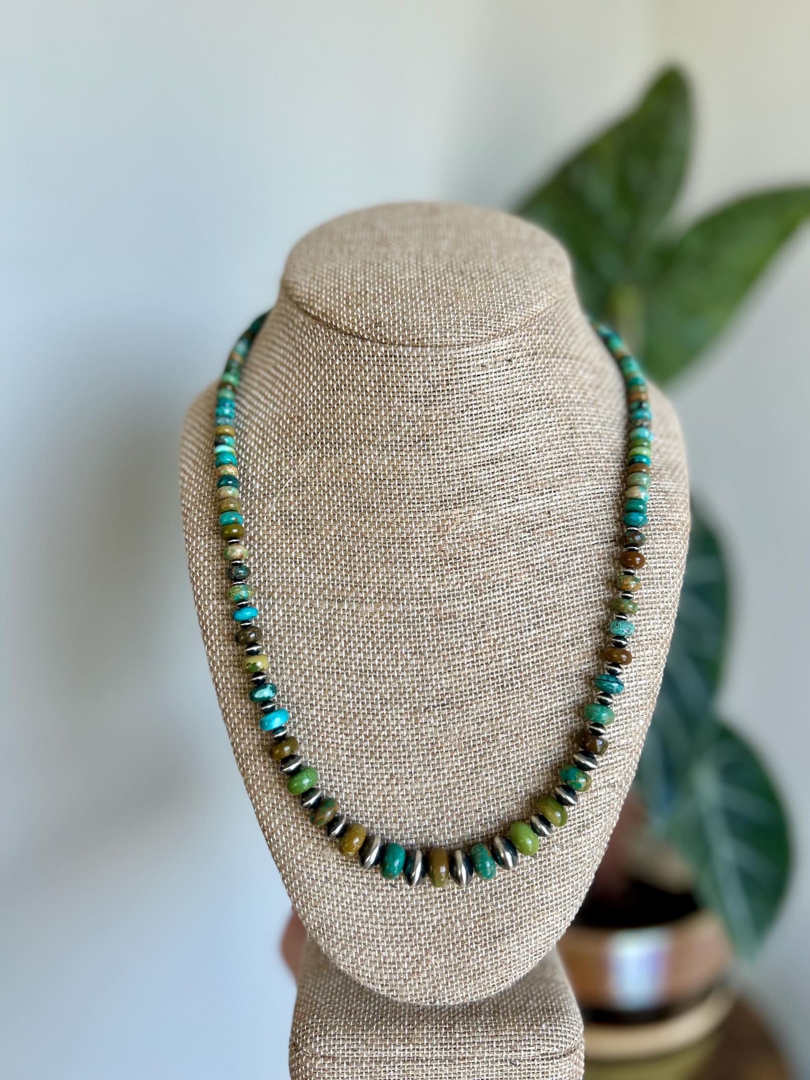 Green Roystone Turquoise Statement Necklace, With Genuine Blue-green ...