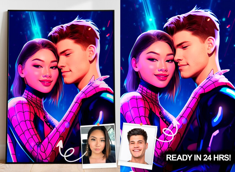 Custom Miles Morales, Custom Gwen Portrait, Spider Man Valentine's Day ...