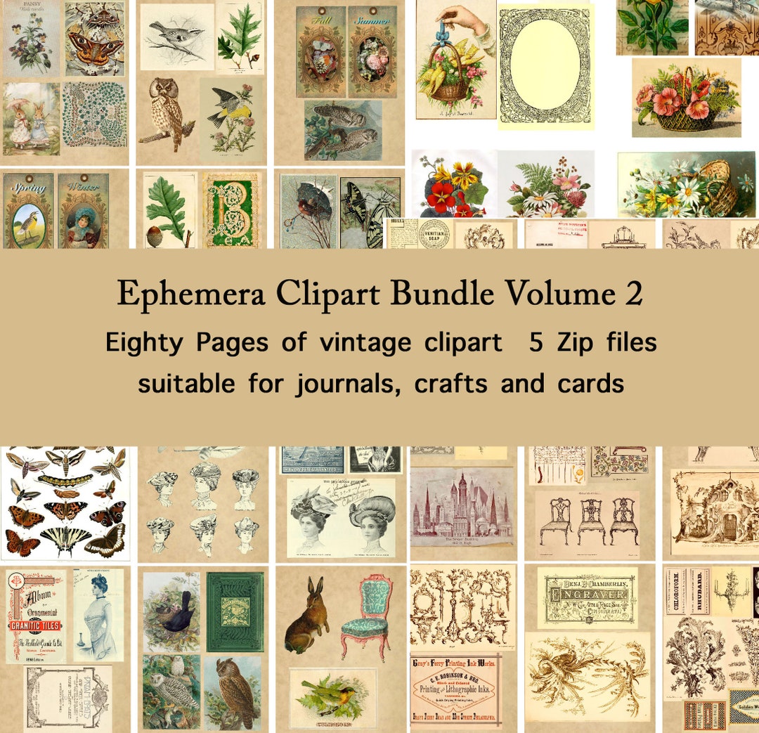 Ephemera Clipart Bundle - Etsy