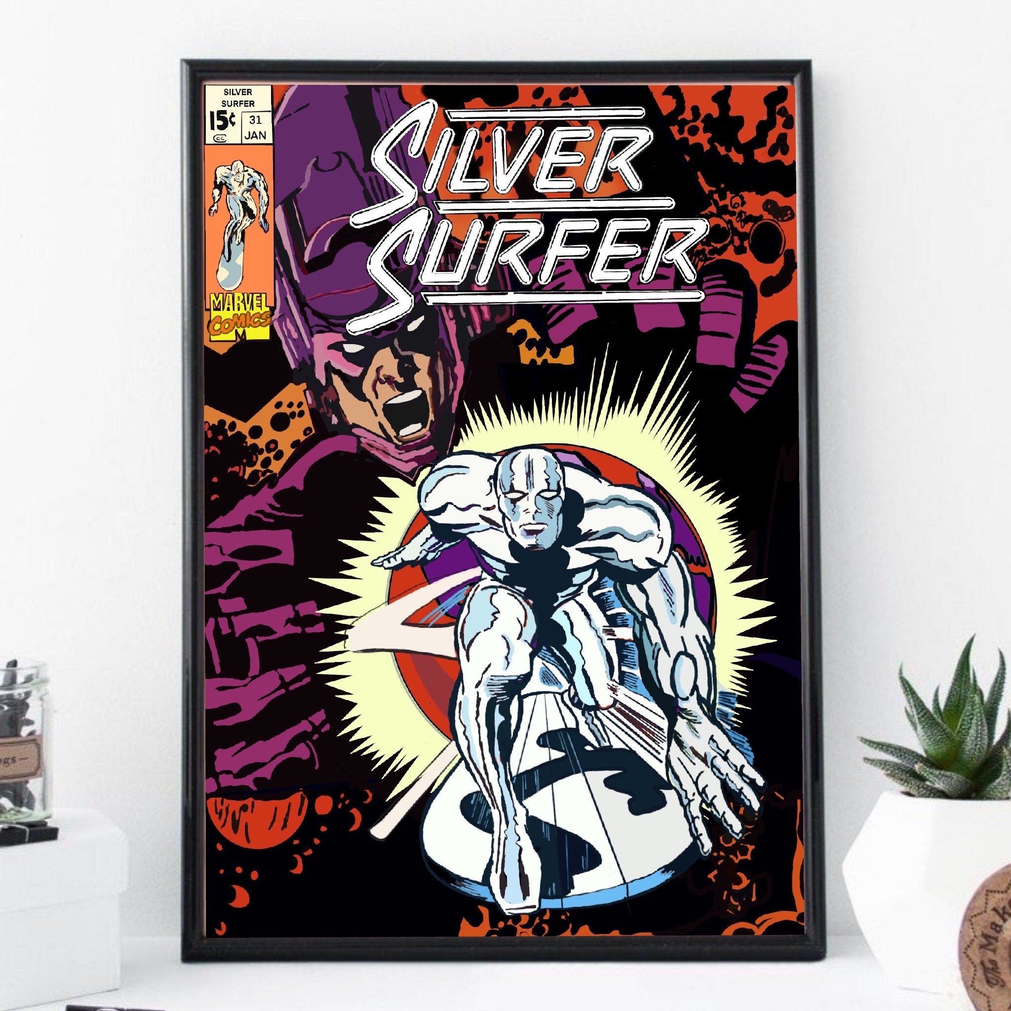 Silver Surfer Marvel Comic Book Cover, A4 or A3 Print on Card - Etsy