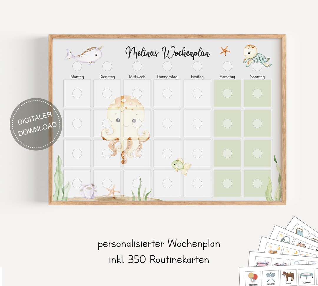 Montessori Weekly Plan for Children Personalized sea Animals / Routine ...