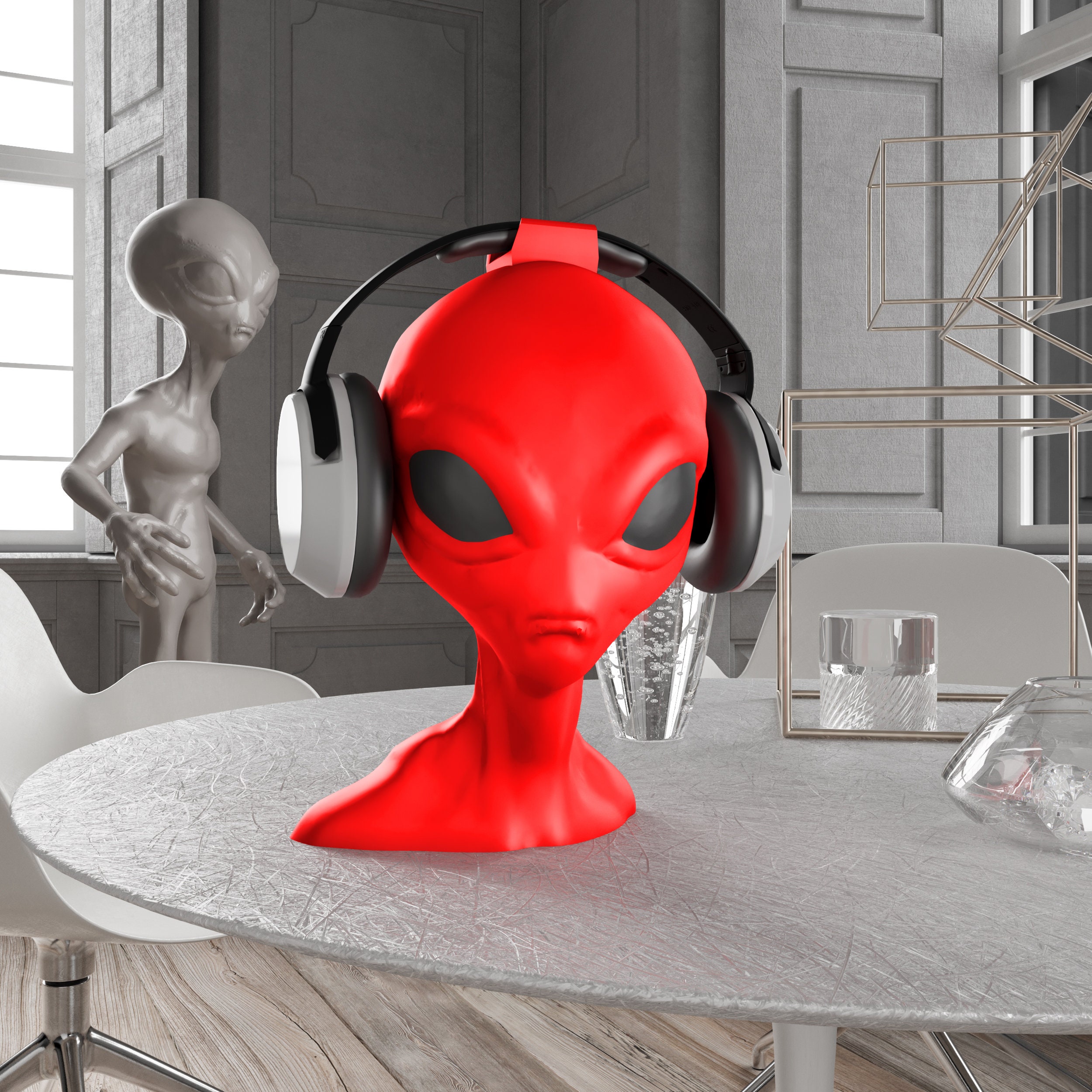 Alien Headphone Stand, 3d Printed Alien, Gaming Room Decor, Hat/coat ...