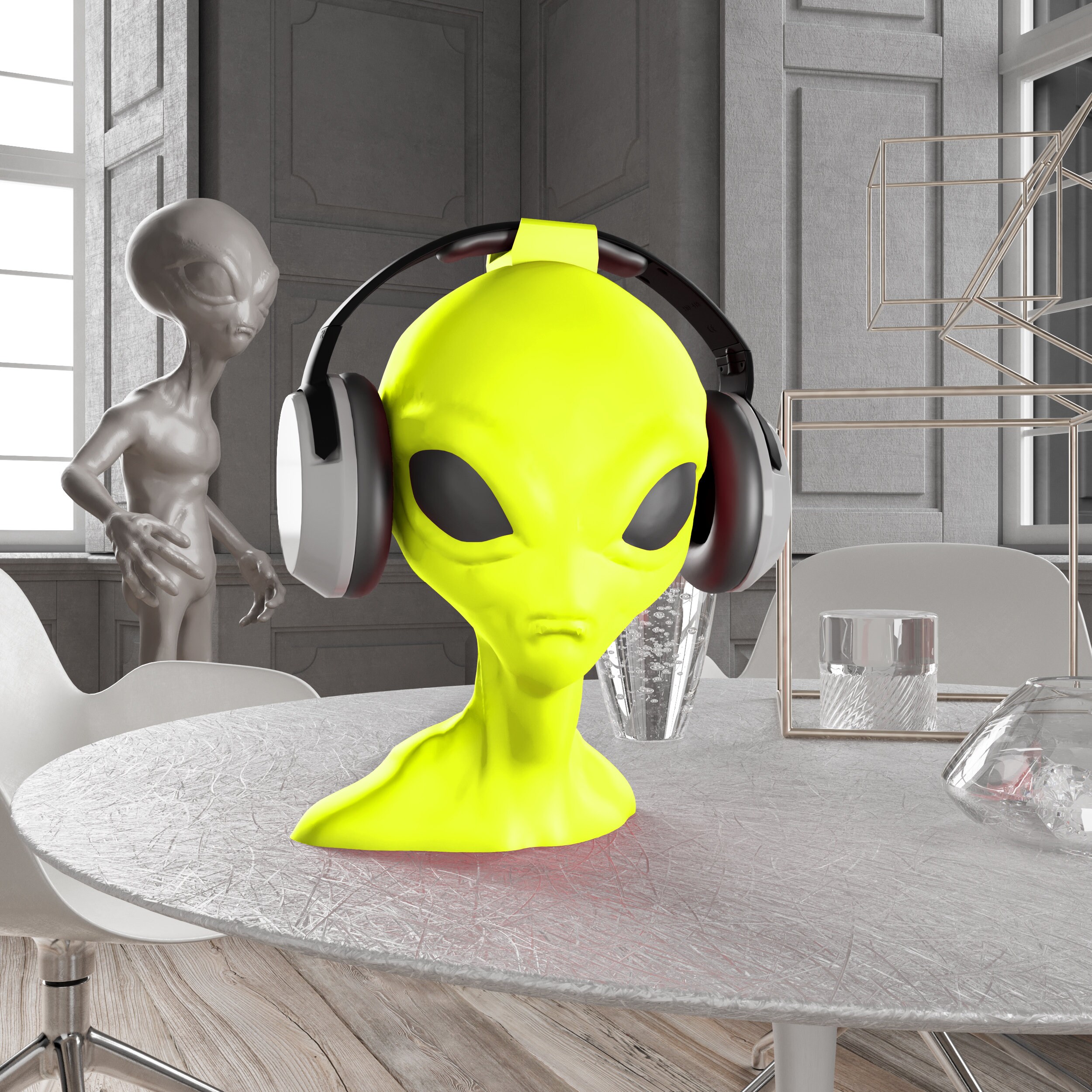 Alien Headphone Stand, 3d Printed Alien, Gaming Room Decor, Hat/coat ...