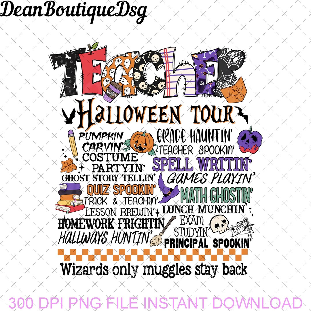 Teacher Halloween Tour PNG, Teacher Gift, Back to School Png, Teacher ...