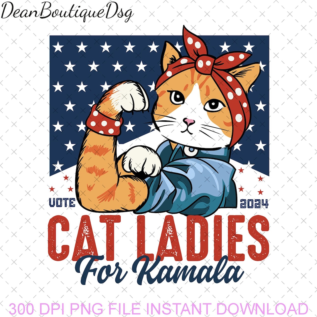 Vote 2024 Cat Ladies for Kamala Png, Childless Cat Lady Png, Madam ...