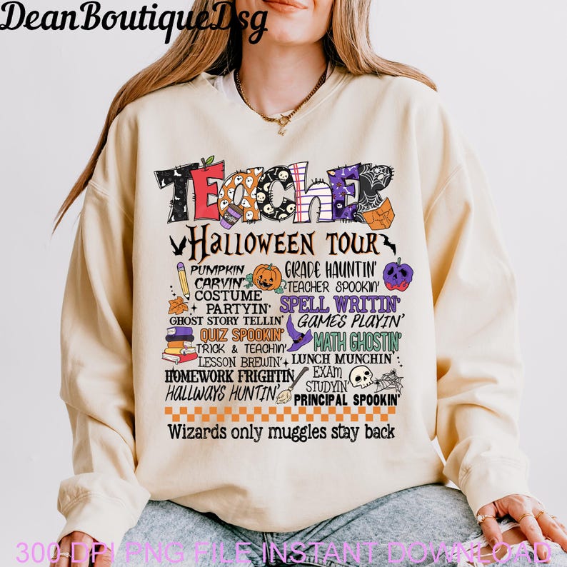 Teacher Halloween Tour PNG, Teacher Gift, Back to School Png, Teacher ...