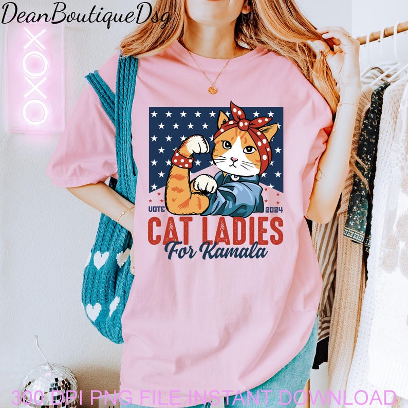 Vote 2024 Cat Ladies for Kamala Png, Childless Cat Lady Png, Madam ...