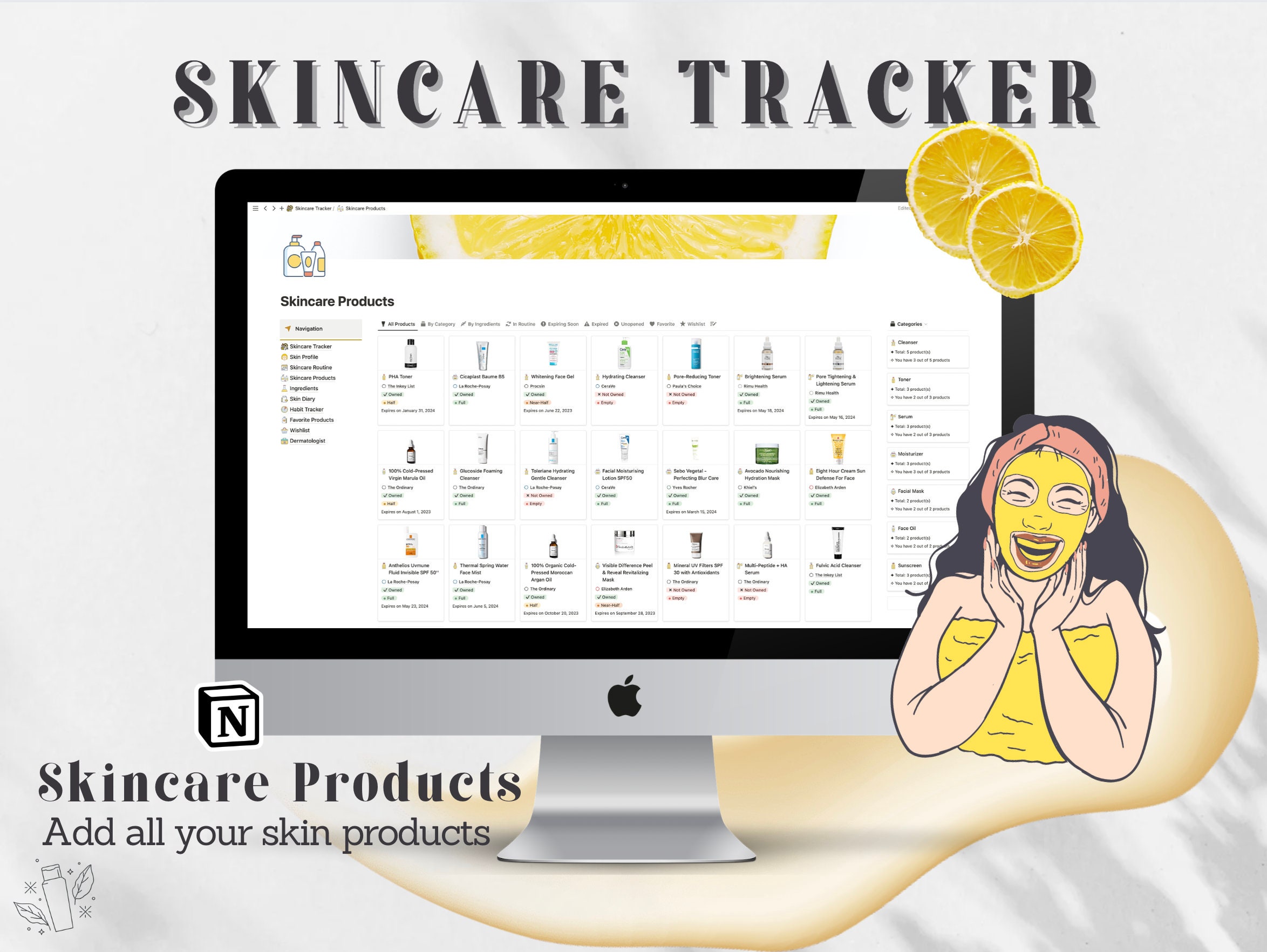 Skincare Tracker Notion Template Skincare Manager Notion Skincare