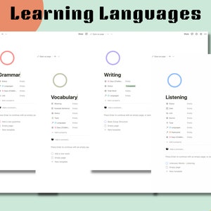 Learning Language Notion Template | Notion Learning Template | Notion ...