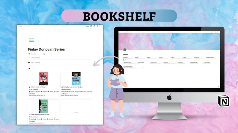 Bookshelf Notion Template Notion Reading Journal Template Book Tracker ...